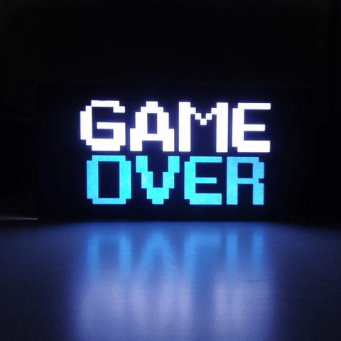 Letreiro Luminoso Gamer Geek Game Over Branco E Azul Com Led ...