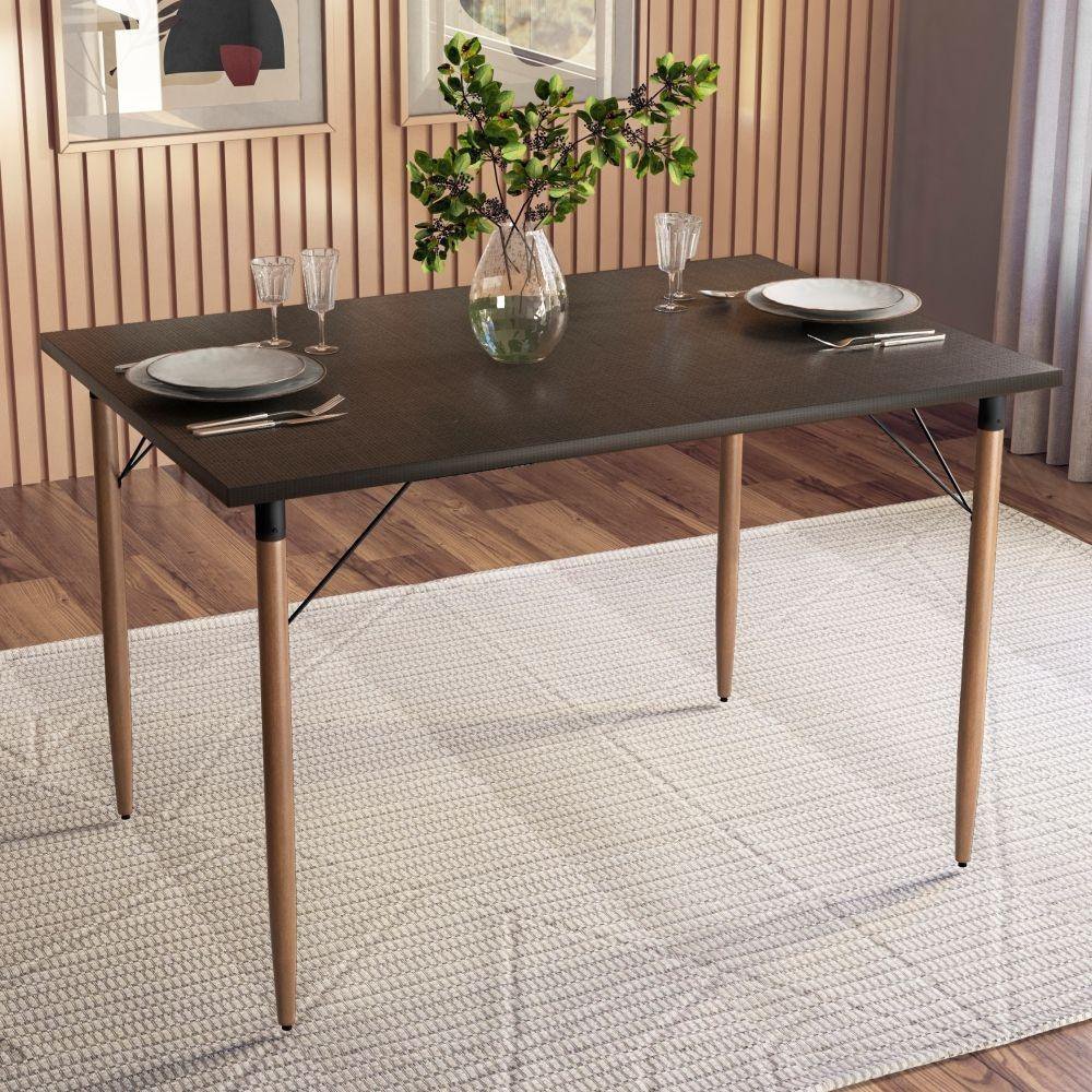 Mesa De Jantar Retangular 4 Lugares Dacar Preto Natural | MadeiraMadeira