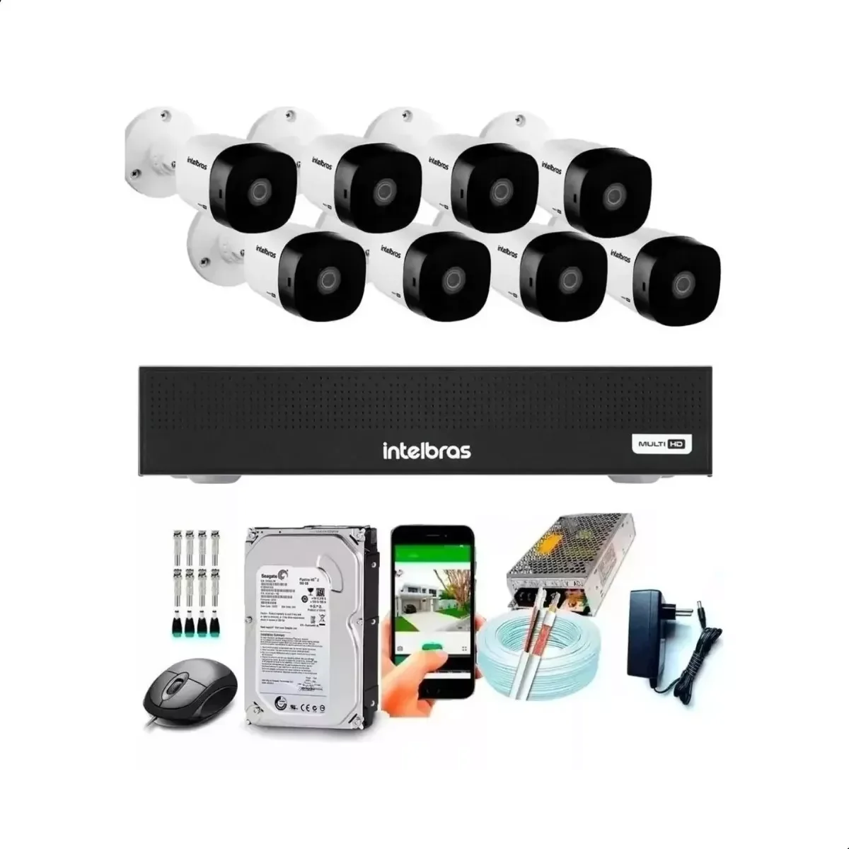 Kit 8 Câmeras Intelbras 1120b G4 Dvr Intelbras Mhdx 8 Canais ...