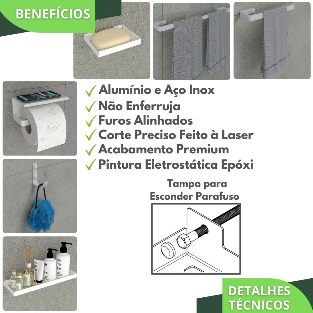 Kit Acessórios Para Banheiro Branco 6 Peças MAX | MadeiraMadeira