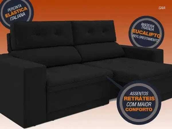 Sofá 3 Lugares Net Gaia Assento Retrátil e Reclinável 2,01M (L ...