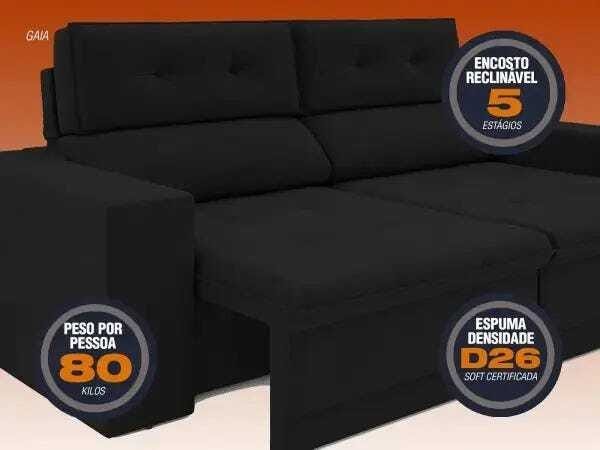 Sofá 3 Lugares Net Gaia Assento Retrátil e Reclinável 2,01M (L ...