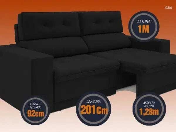 Sofá 3 Lugares Net Gaia Assento Retrátil e Reclinável 2,01M (L ...