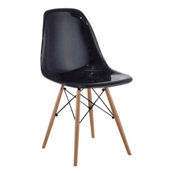 Cadeira Eames Eiffel em Policarbonato Preto com Pés de Madeira ...
