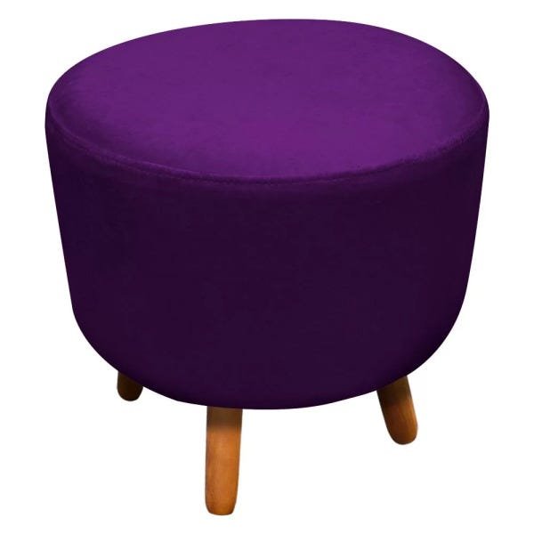 Puff Dora Redondo Acetinado Roxo | MadeiraMadeira
