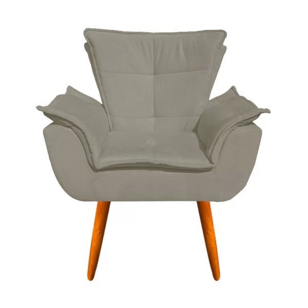 Poltrona Decorativa Opala com Puff Opala Suede Marrom Rato | MadeiraMadeira