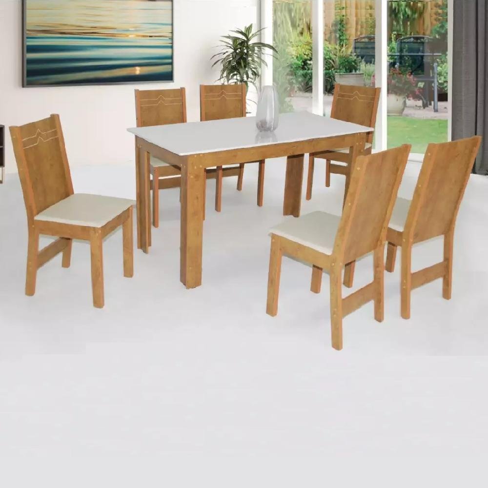 Conjunto de Mesa de Sala de Jantar 6 Cadeiras Elane Retangular 120x80 ...