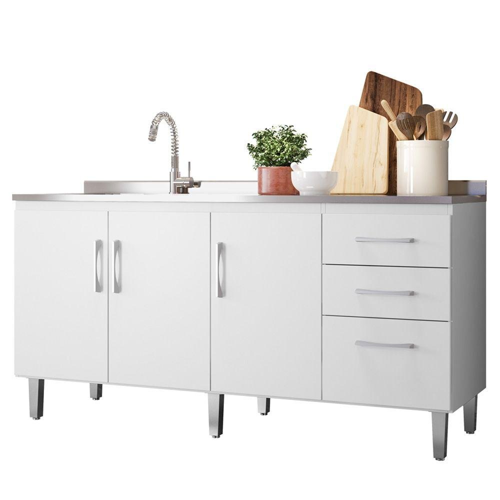 Balcão Para Cozinha 1,60 M Maisa Rud Rack - Branco | MadeiraMadeira