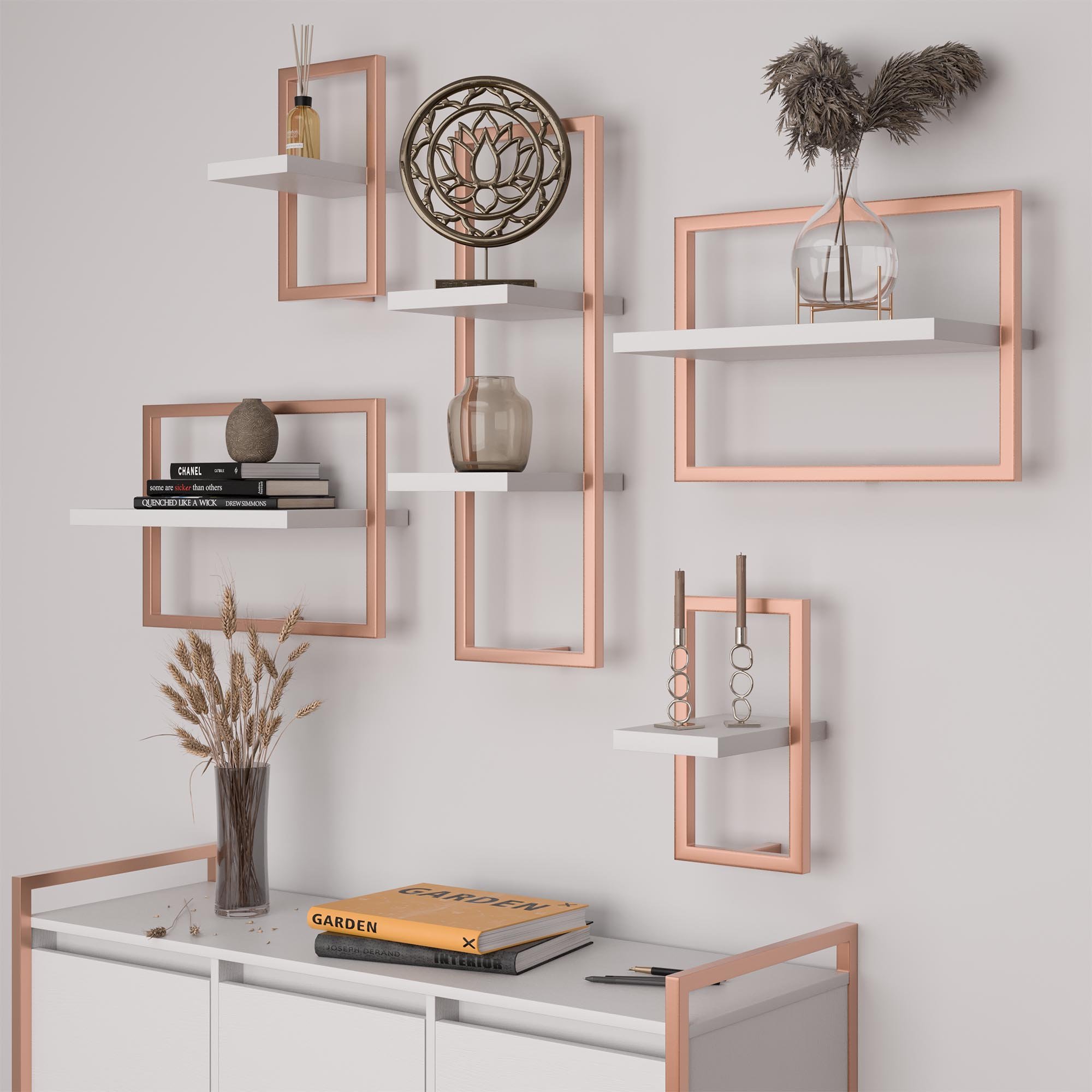 Prateleira Nicho de Parede Madeira 6A industrial Pleno Móveis Preto ...