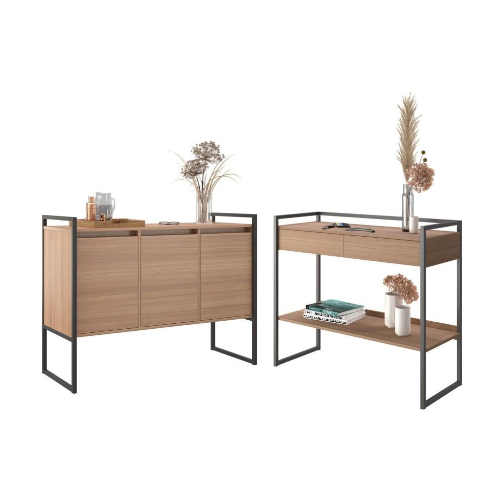 Conjunto Buffet e Aparador Industrial Jade Affara | MadeiraMadeira