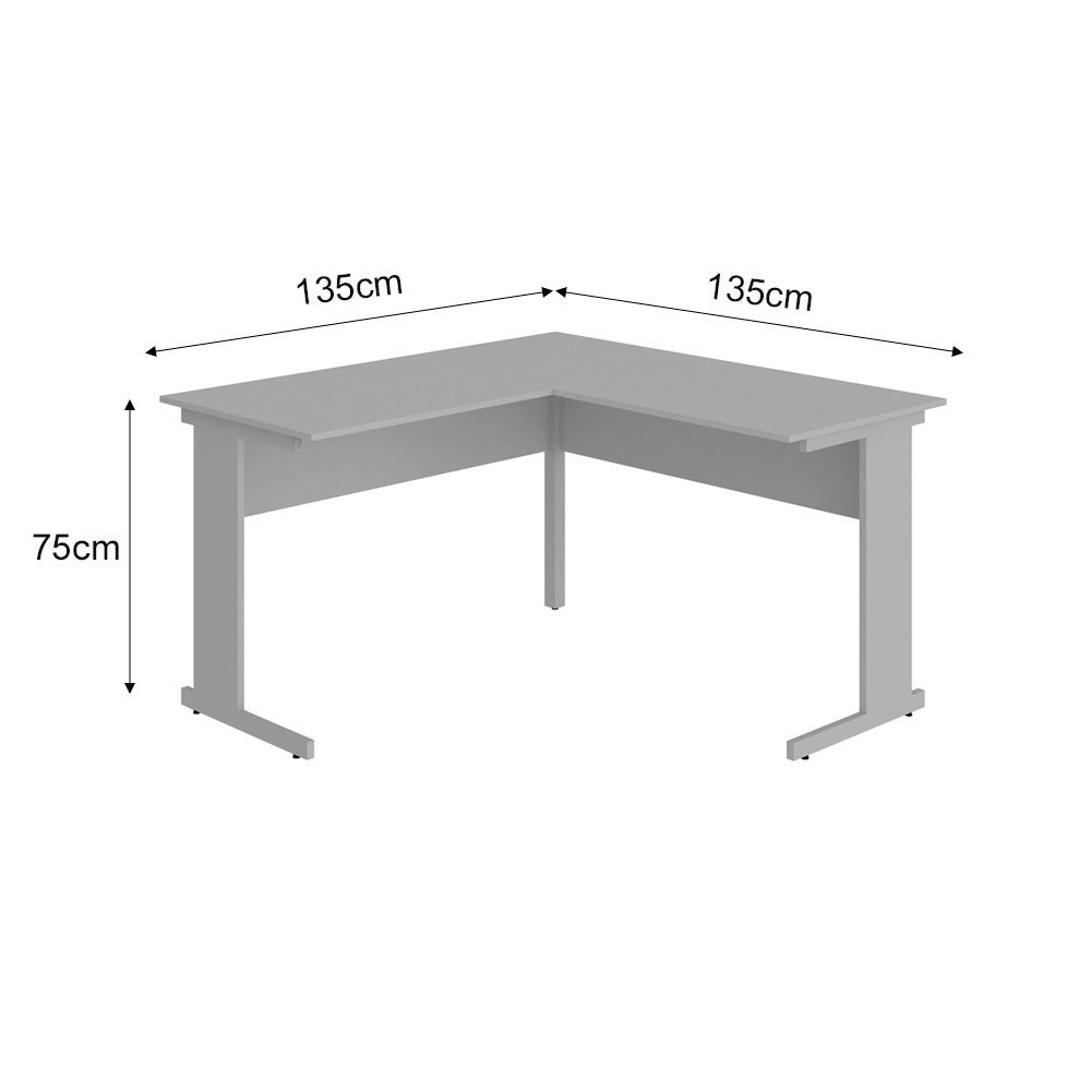 Mesa em L com Pé Metálico 1,35M Web Office | MadeiraMadeira
