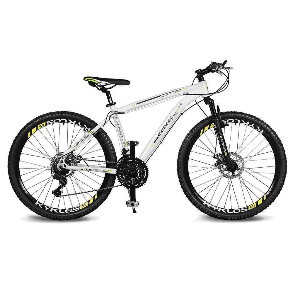 Bicicleta Kyklos Aro 26 Kivnon 8.5 Freio a Disco A-36 21V Branco/Verde ...