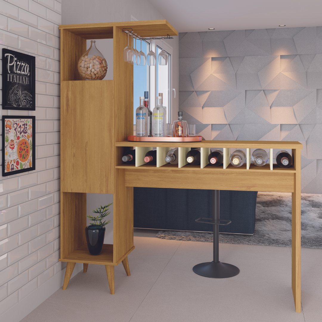 Balcão Divisor de Ambientes Bancada Bar com Adega Web Primus:Mel/Perola ...