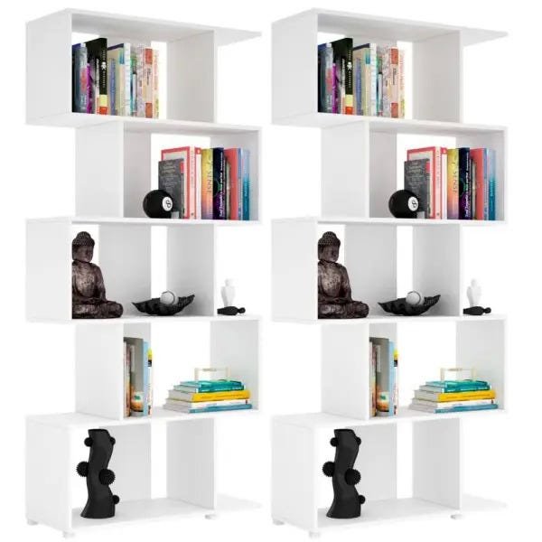 Kit 02 Livreiros Estante Painel com 05 Nichos Vitória Branco - Lyam ...