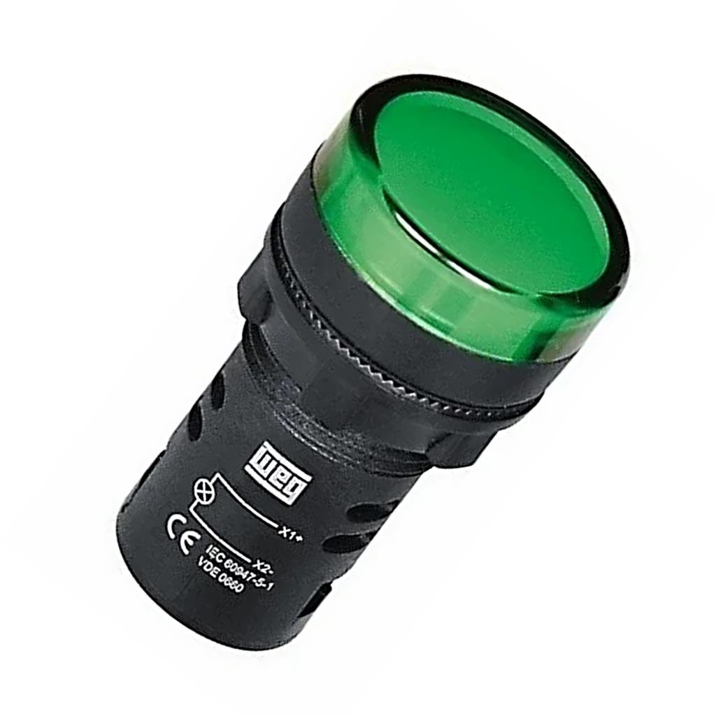 Sinaleiro Led Monobloco Redondo Plástico 24Vca/Vcc Verde Weg ...