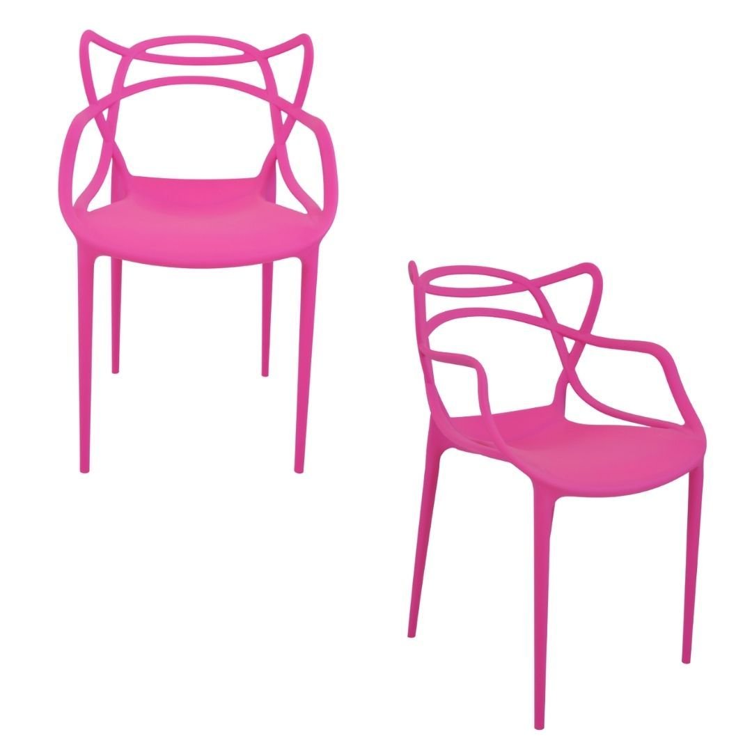 Kit 2 Cadeiras Allegra Design Durável Uso Interno e Externo:rosa ...