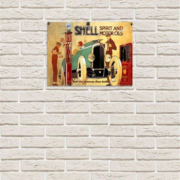 Placa Decorativa em MDF Propaganda Shell Oldschool Antigo Posto e Carro ...