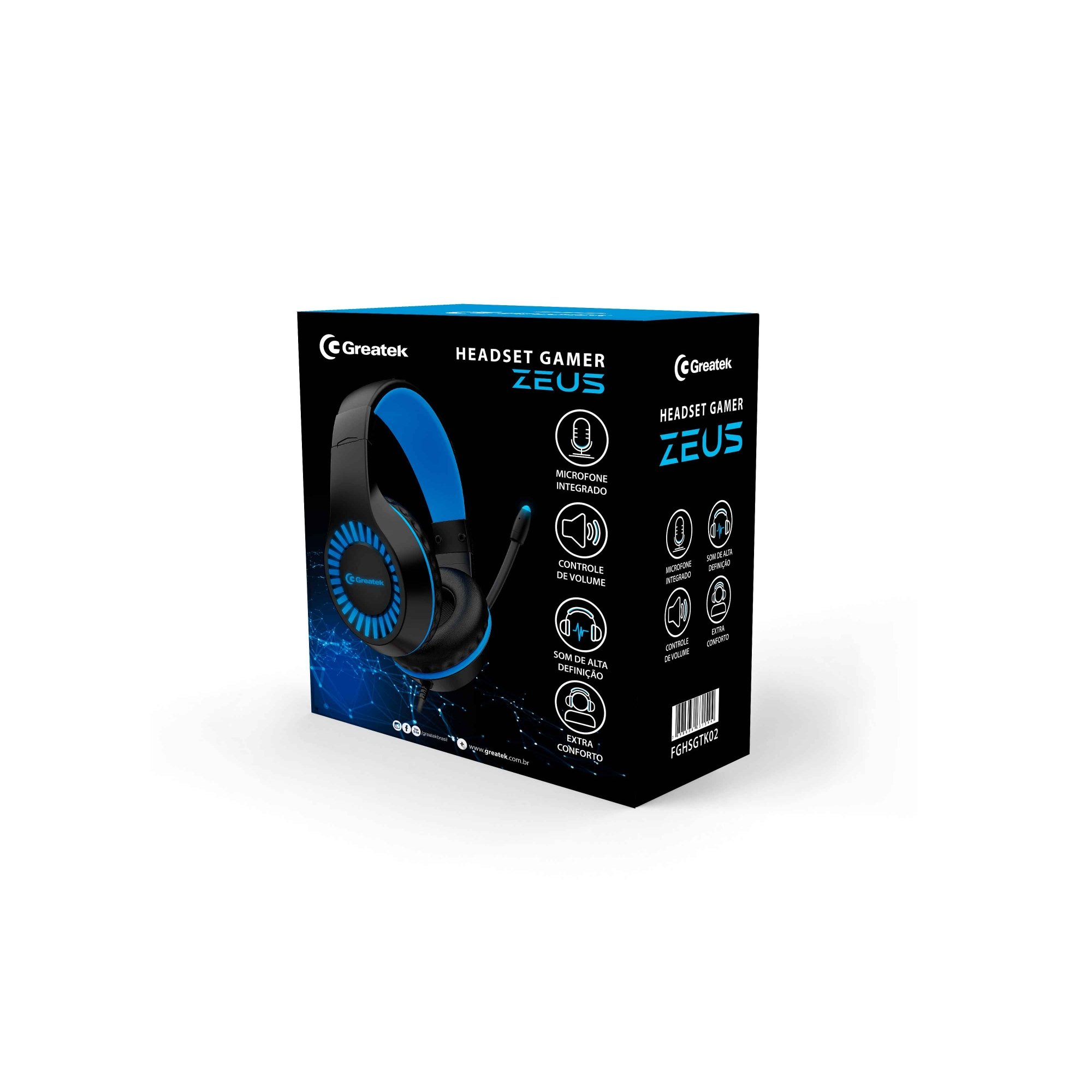 Headset Gamer Greatek Zeus com Fio e LED Azul Ps4 xbox Pc | MadeiraMadeira