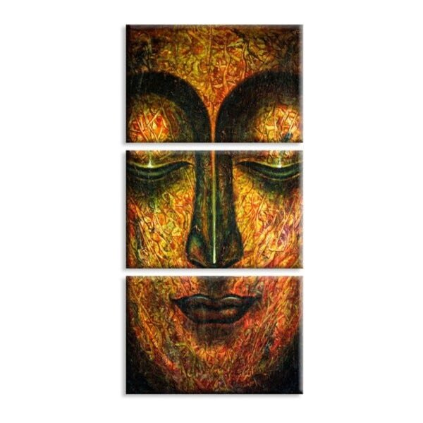 Kit 3 Telas Canvas Buda Místico Dourado | MadeiraMadeira