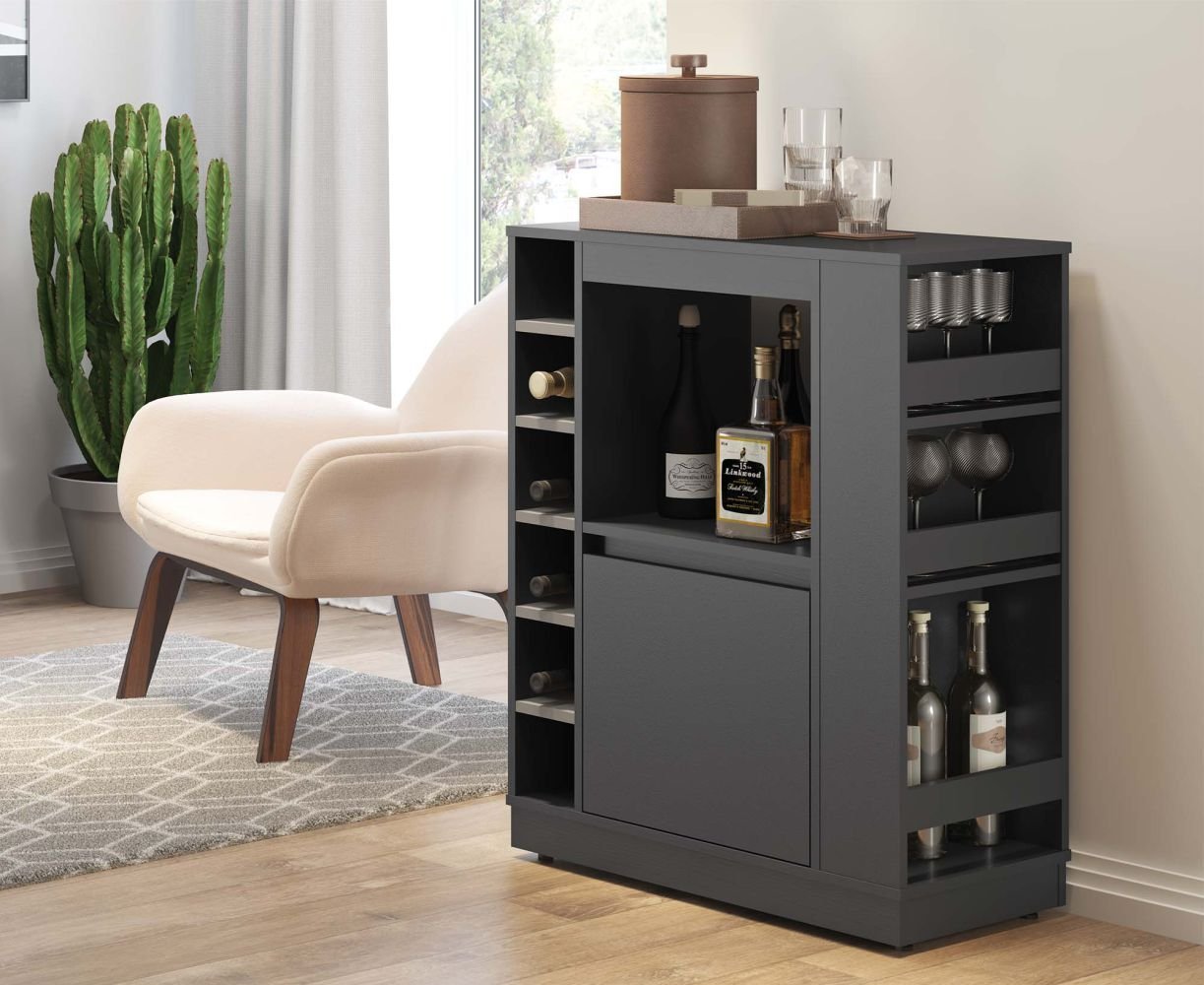 Aparador Bar Brunello Preto Onix | MadeiraMadeira
