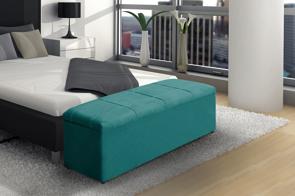 Baú Recamier Calçadeira Estofada Raissa QueenSize 158cm- Aliw Decor ...
