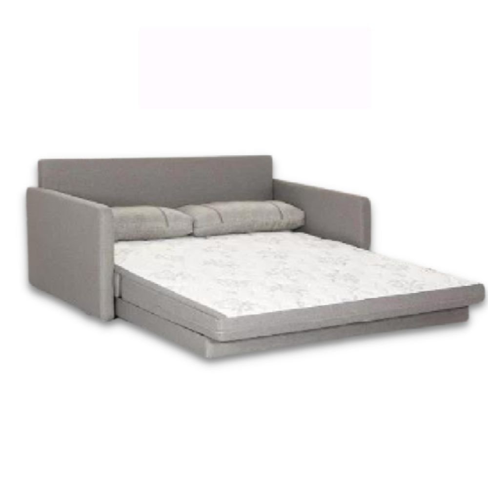 Sofá-Cama com Colchão de Casal, 2 Lugares, Linho Cinza | MadeiraMadeira