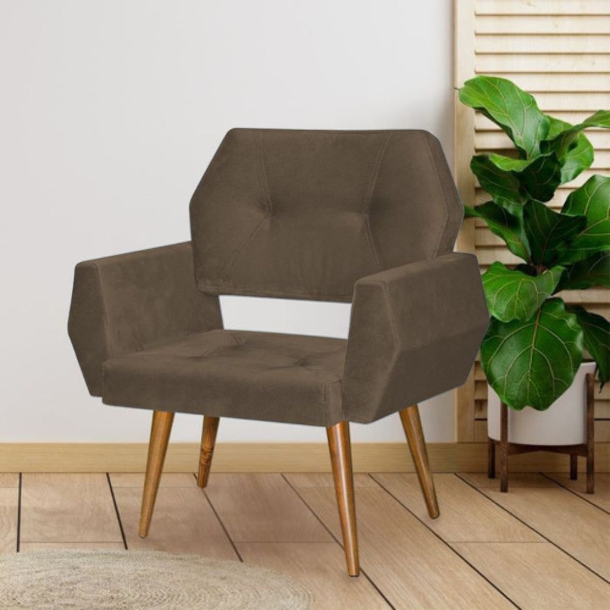 Poltrona Breda Veludo Premium Design Sofisticado e Moderno:marrom ...