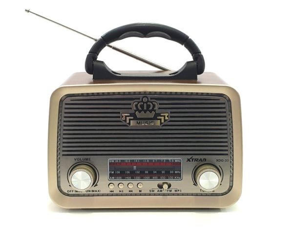 Rádio Retro Vintage Portátil Bluetooth Am FM USB Sd Bivolt | MadeiraMadeira