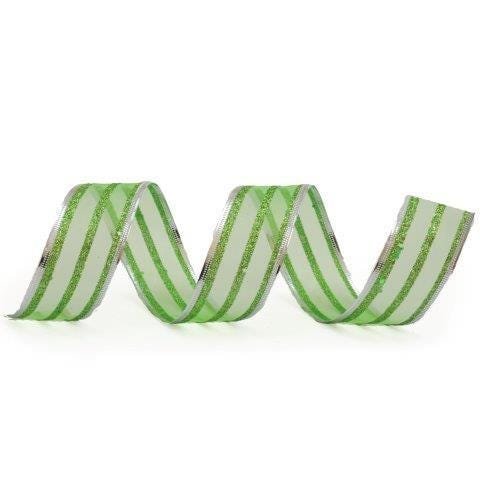 Fita Natalina Branca Listras Verdes 6,3cm x 9 Metros 1 Peça ...