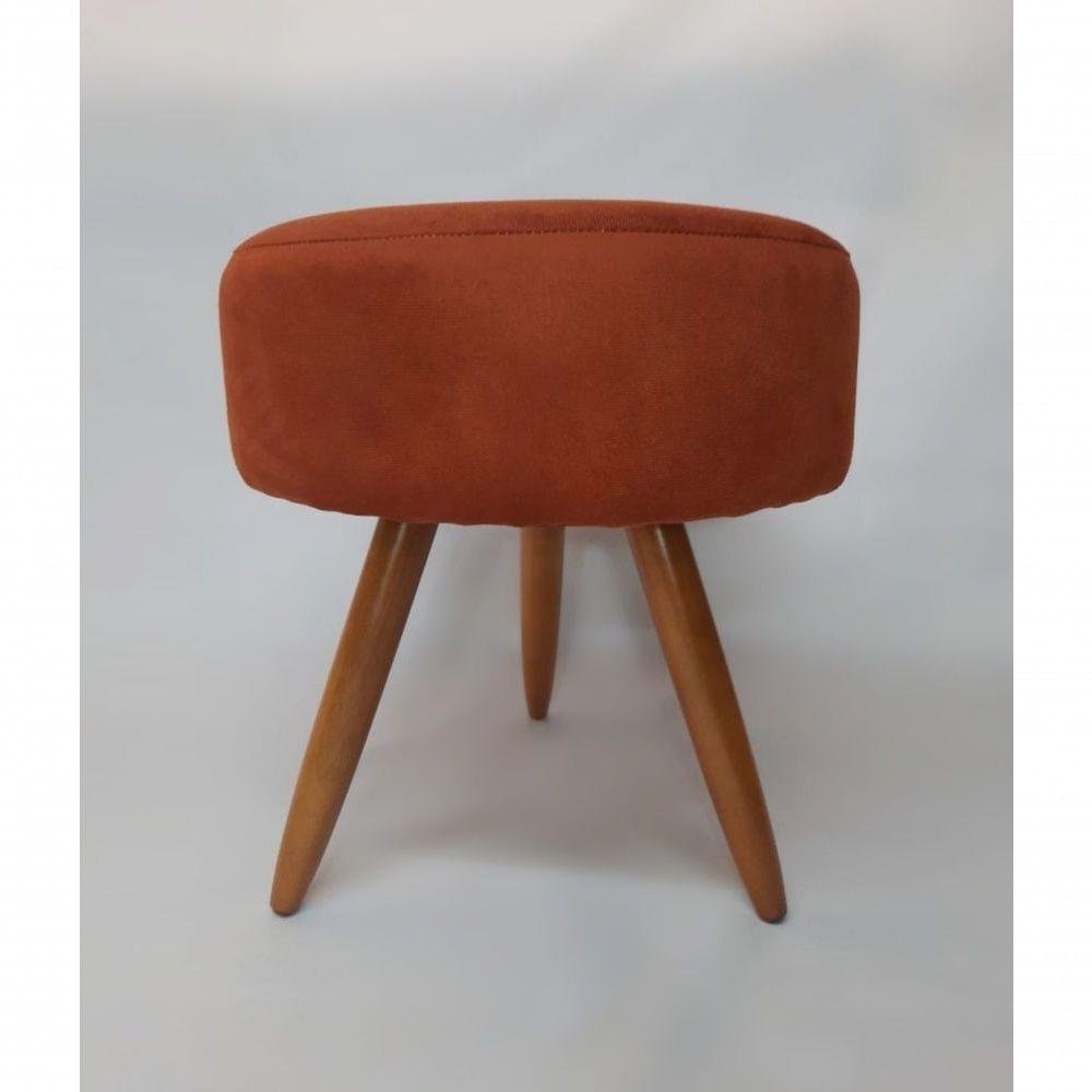 Puff Decorativo Lavinia Suede Pes Castanho Terracota | MadeiraMadeira