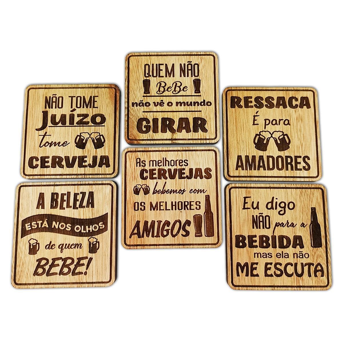 Porta Copos Frases De Cerveja Com Caixinha Bolacha Para Copo ...