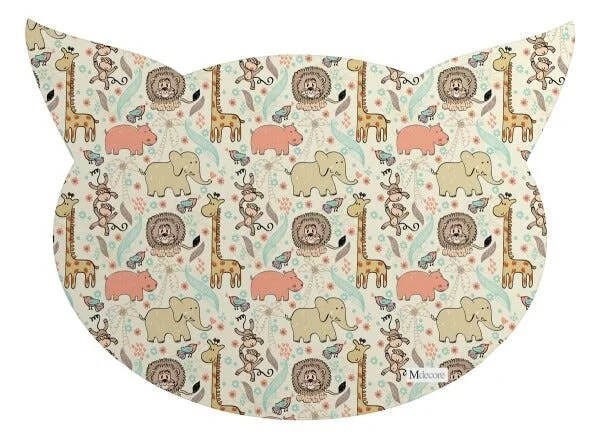 Tapete PET Mdecore Cabeça de Gato Animais Bege 54x39cm | MadeiraMadeira