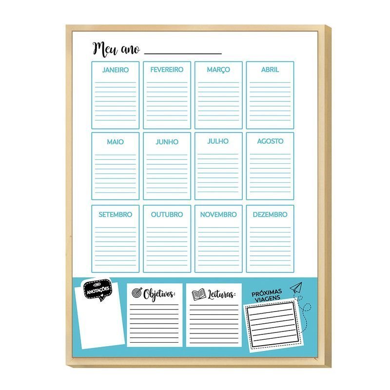 Quadro Mural de Metas do Ano Planejamento Objetivos Notas | MadeiraMadeira