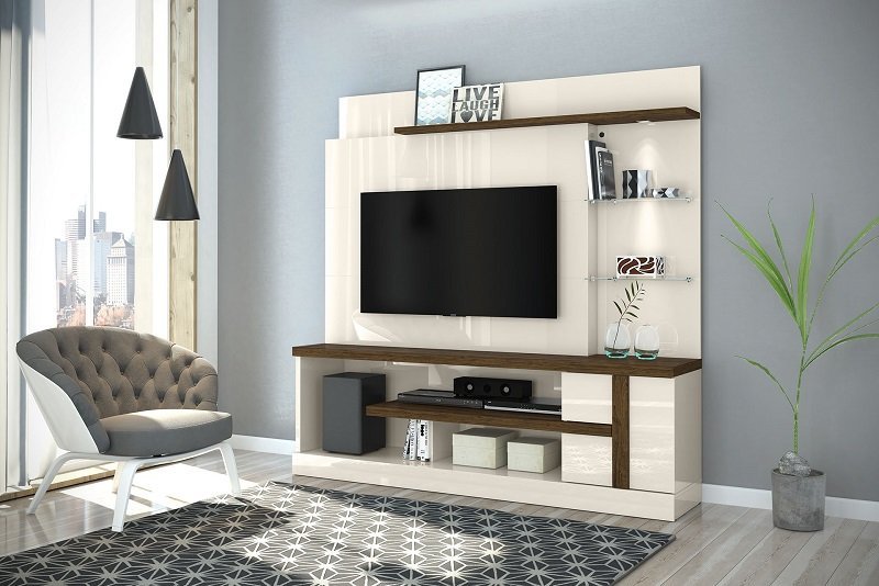 Estante Alan para TV de até 55 polegadas - OFF WHITE / SAVANA - Madetec | MadeiraMadeira