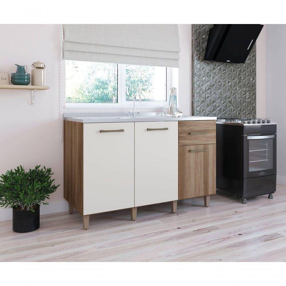 Balcao Larissa Pop 1,20 514 Naturale/off White Moveis Parana ...