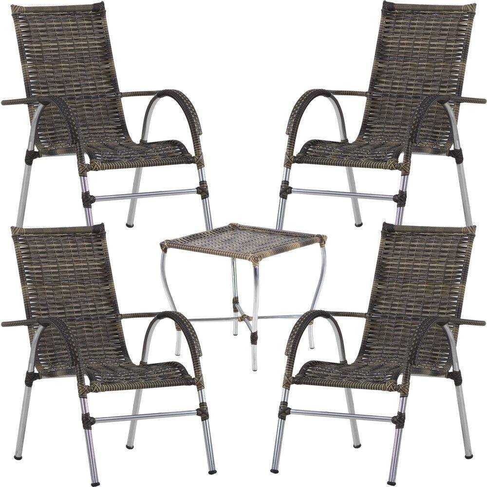Jogo 4 Cadeiras e Mesa Vênus Area Externa - Trama Cappuccino ...