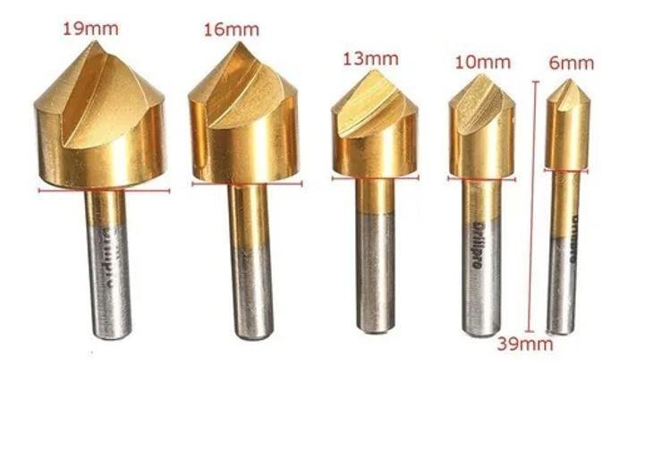 Kit 5 Broca Escariadora Conica Ferro Madeira Metal 6 A 19 Mm ...