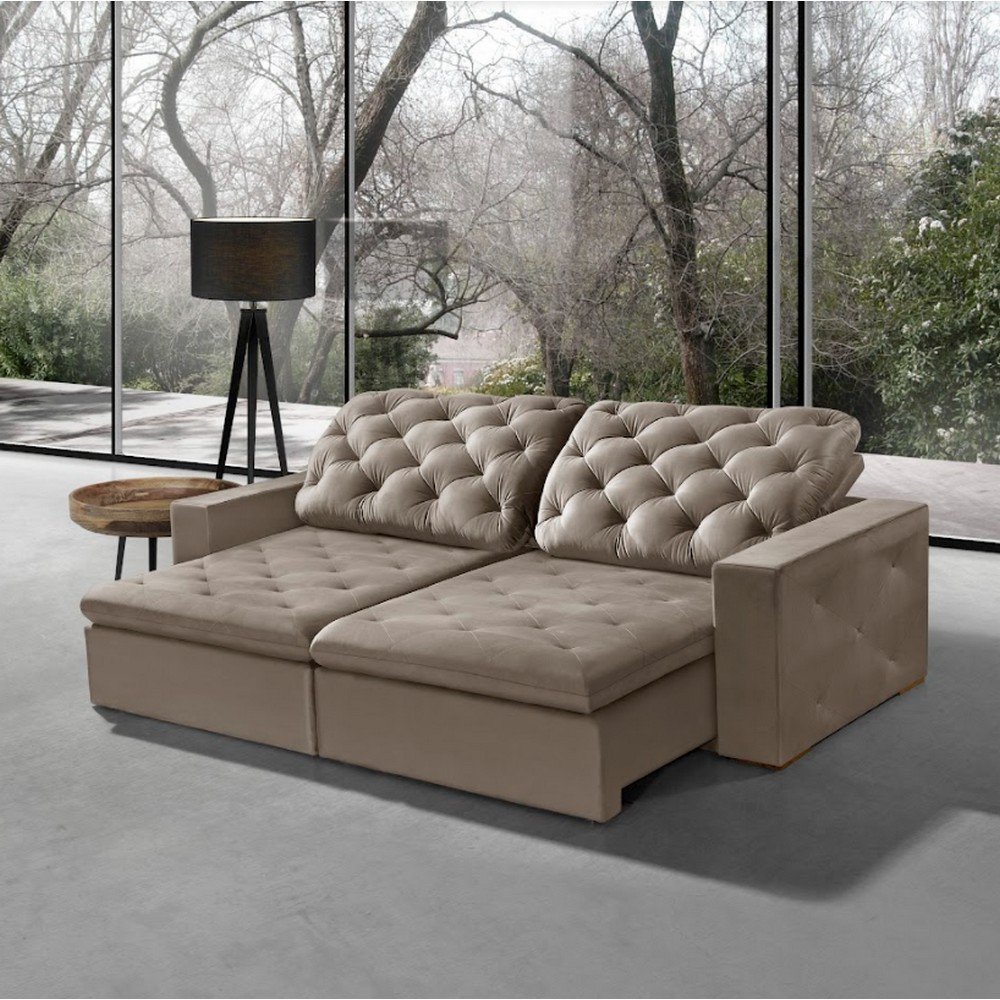 Sofá 5 Lugares Rio Branco Retrátil e Reclinável com Molas no Assento Veludo SOF - | MadeiraMadeira