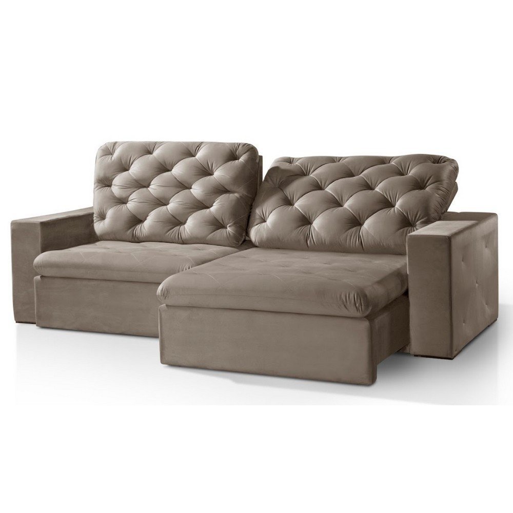 Sofá 5 Lugares Rio Branco Retrátil e Reclinável com Molas no Assento Veludo SOF - | MadeiraMadeira