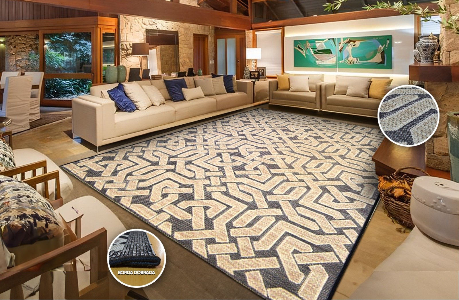 Tapete Rayza Natural Look Lisboa-b 2.00m X 3.00m | MadeiraMadeira