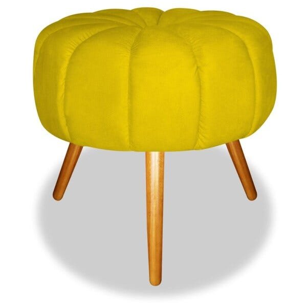 Puff Puff Banqueta Decorativo Redondo Abóbora Suede Amarelo ...