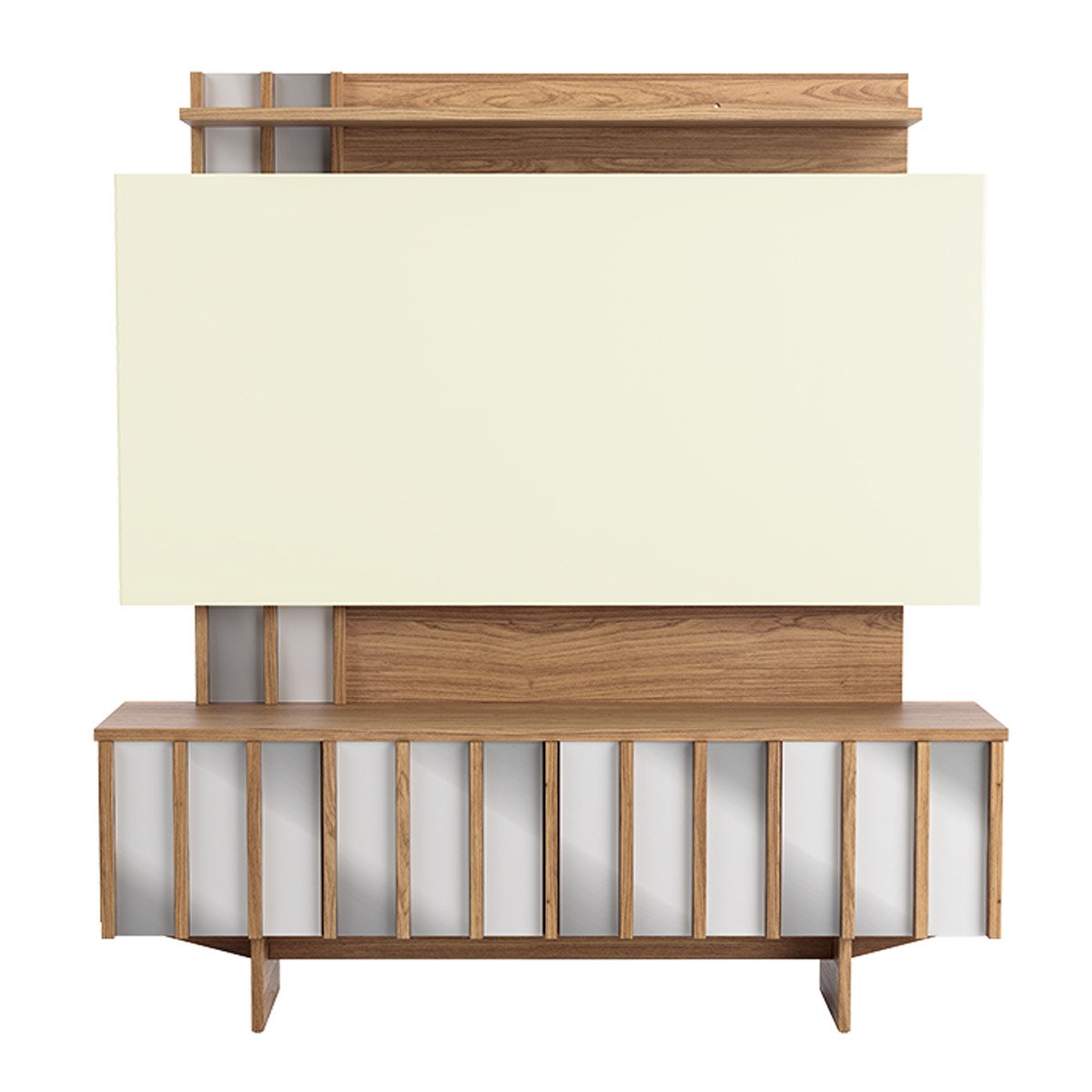 Rack Com Painel 1,85m Ripado Espelhado Dalla Costa 100% MDF: Freijó com ...