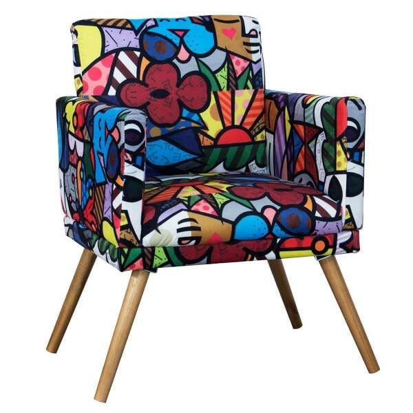 Poltrona Decorativa New Nina Pé Palito Romero Britto | MadeiraMadeira