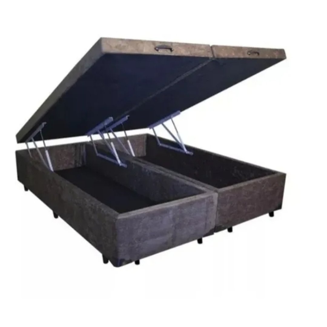 BAÚ BOX AMERICANO CASAL BI PARTIDO - SUEDE MARROM | MadeiraMadeira