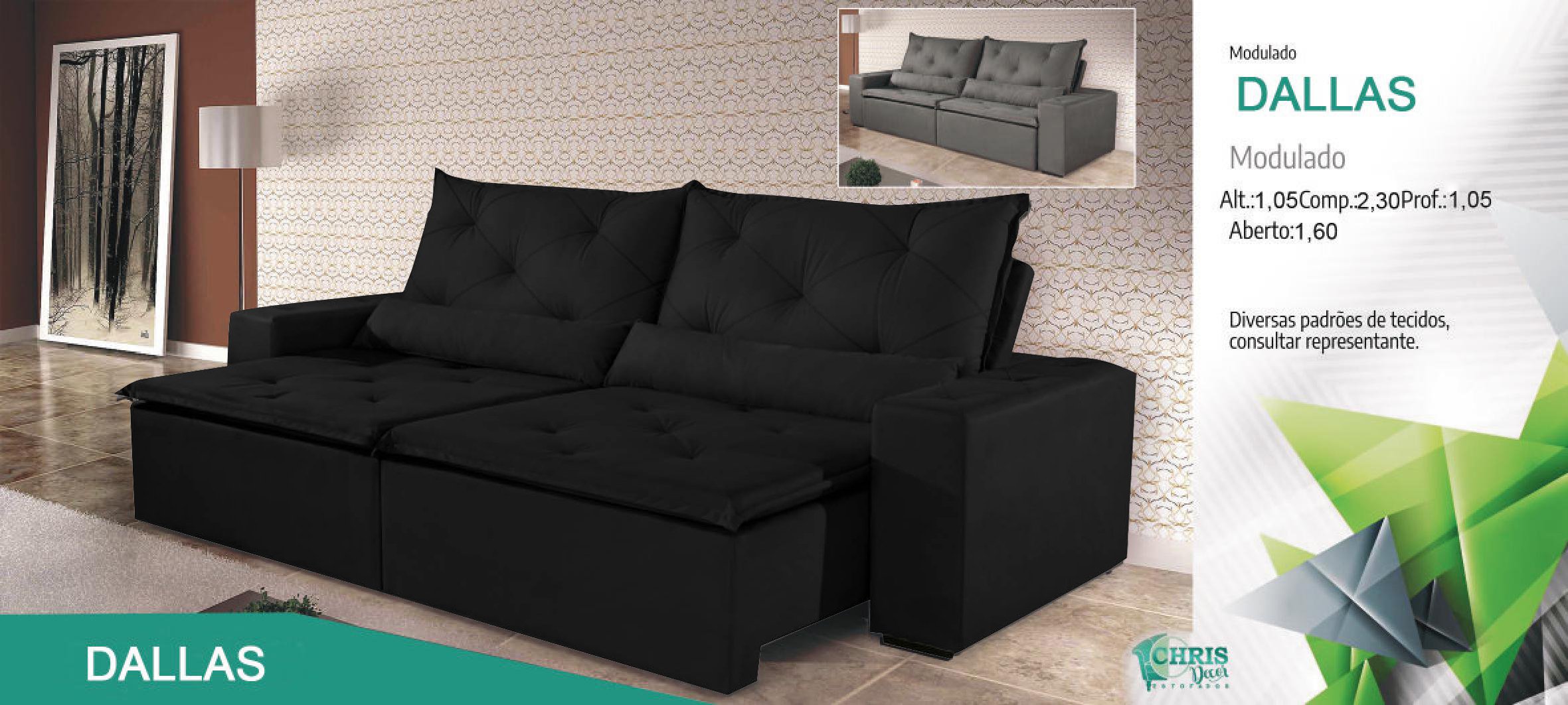 Sofá Retrátil Modulado Dallas 2,30 Chris Decor 451New | MadeiraMadeira