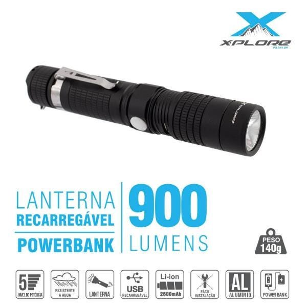 Lanterna Led Cree 900 Lumens Recarregável | MadeiraMadeira