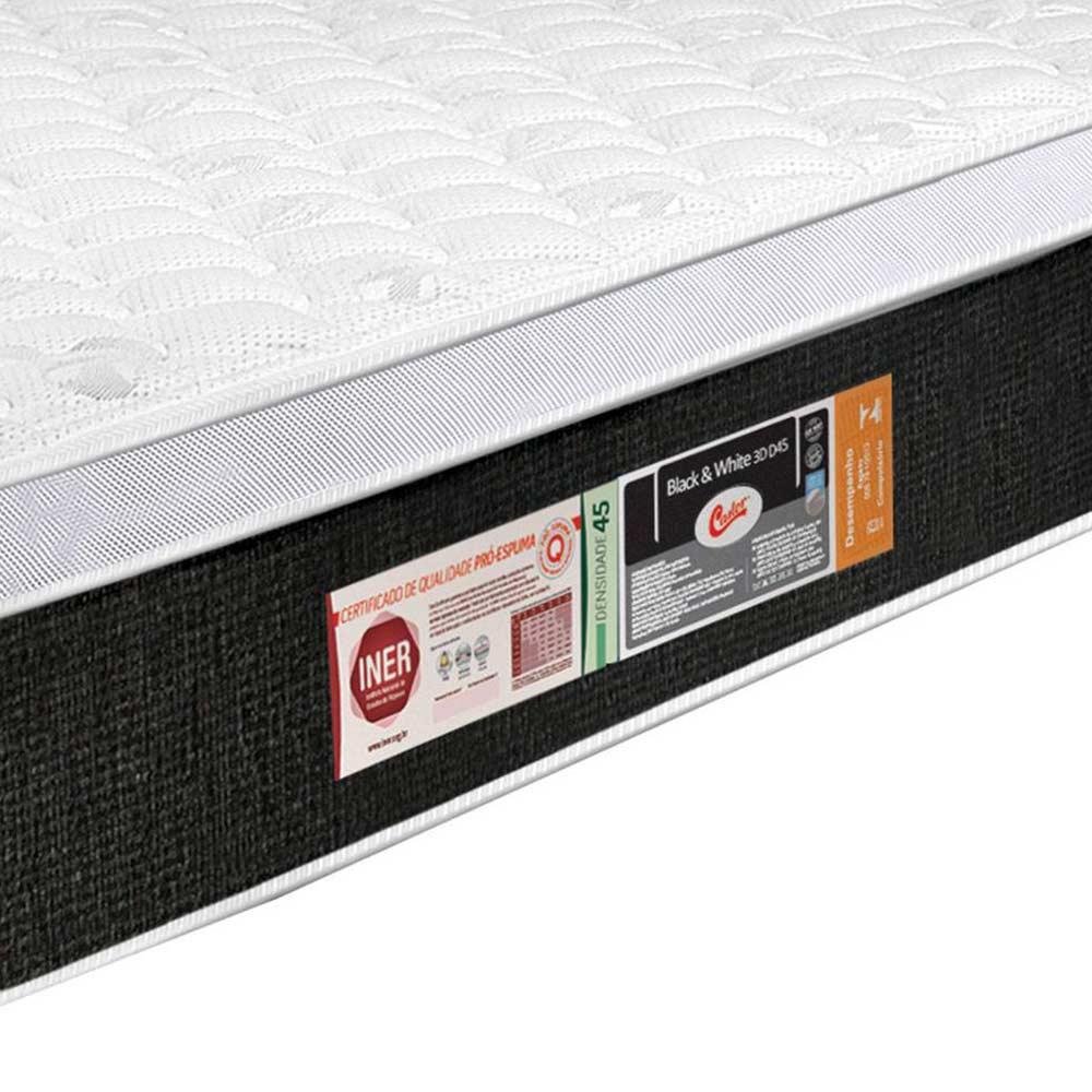 Colchão Viúva CASTOR Box Espuma D45 Black & White Air One Face 128 ...