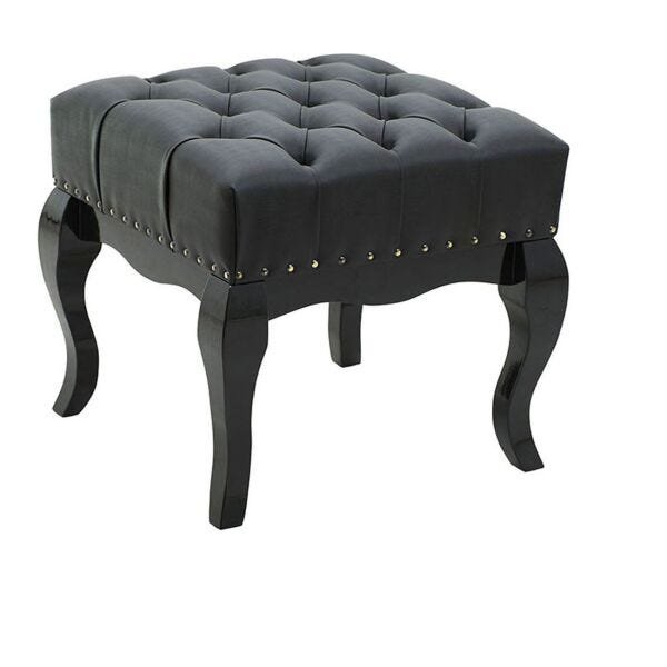 Puff Luna Capitonê Preto Tachado | MadeiraMadeira