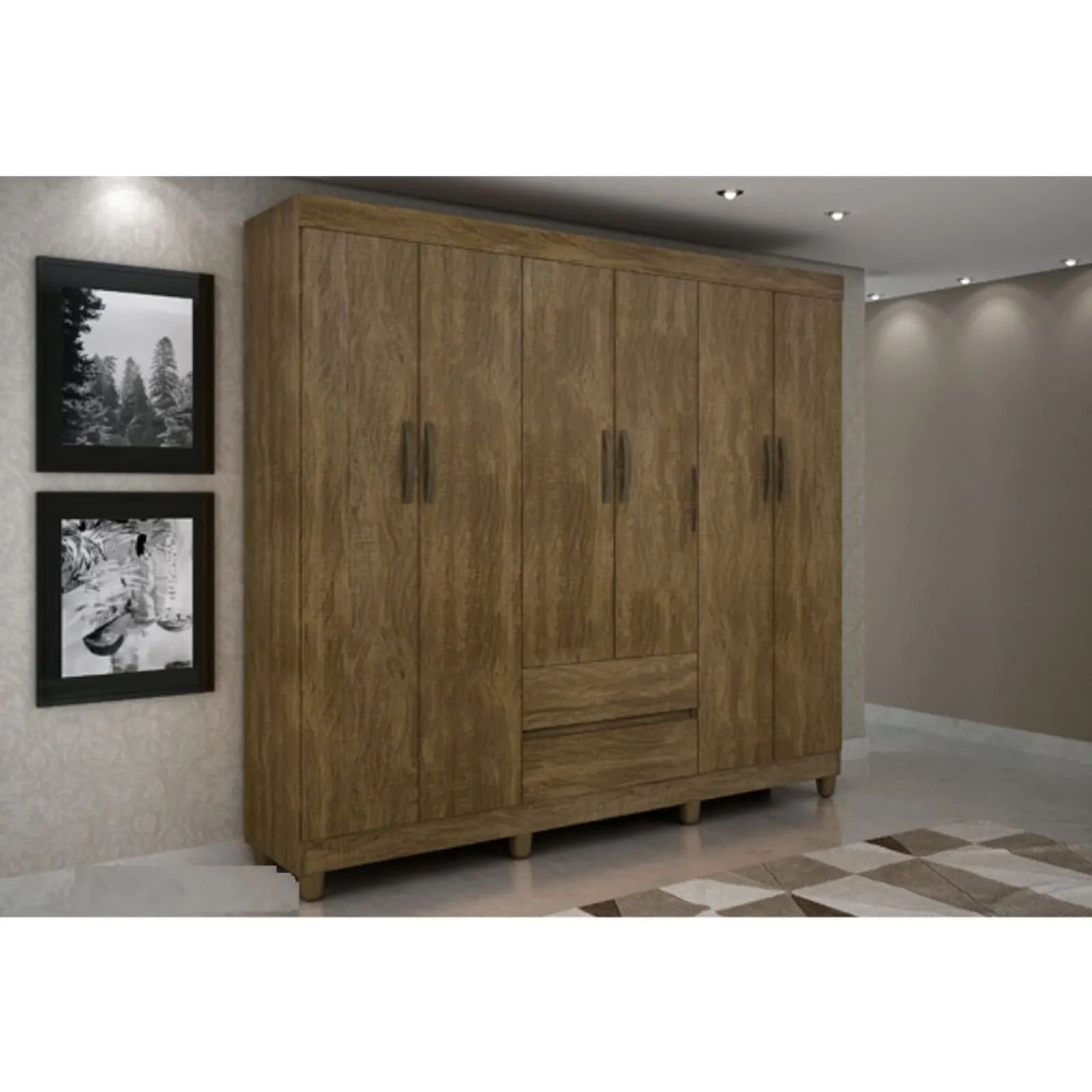 Guarda Roupa Solteiro Pernambuco 6 Portas 2 Gavetas MobyCasa Moveis Cor ...