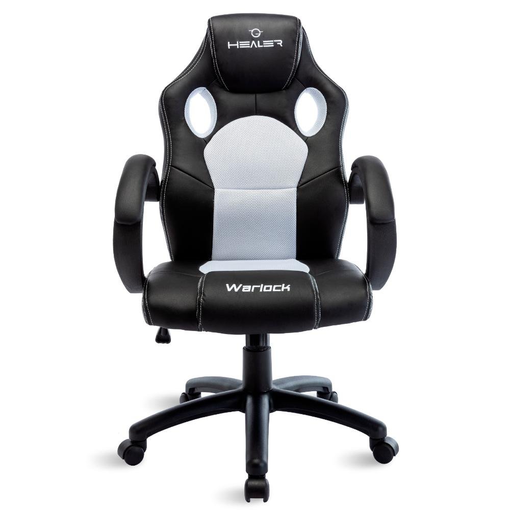 Cadeira Gamer Branco e Preto Healer Warlock Reclinável Giratória ...